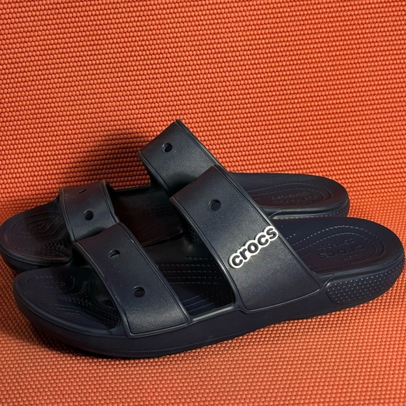 CROCS | Shoes | Crocs Mens Navy Double Strap Slide Comfort Sandals Size ...
